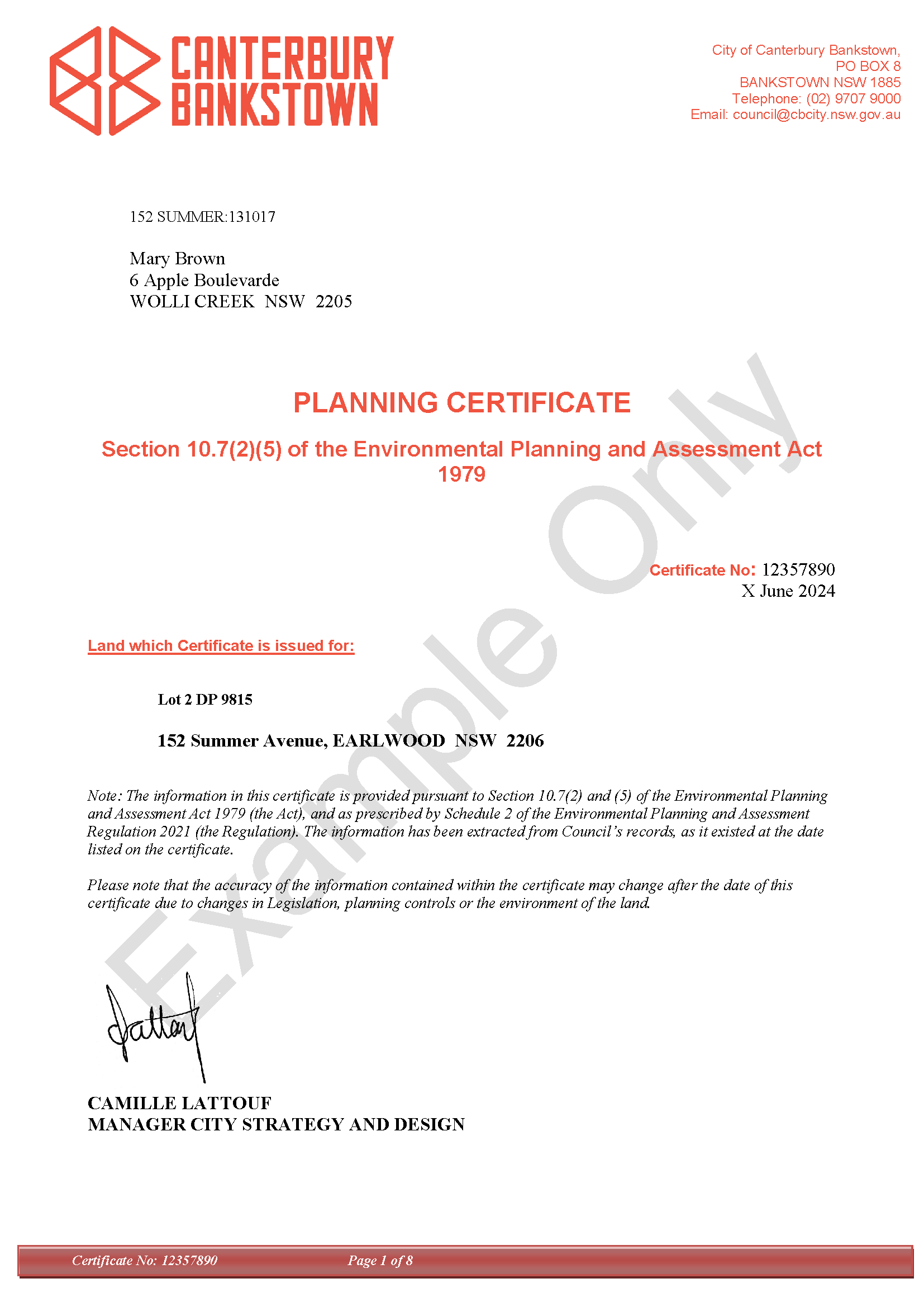 Planning certificates | City of Canterbury Bankstown