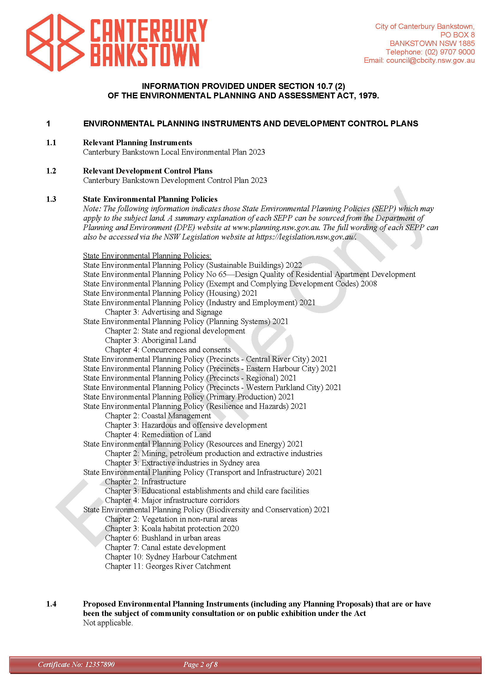 Planning Certificates City Of Canterbury Bankstown