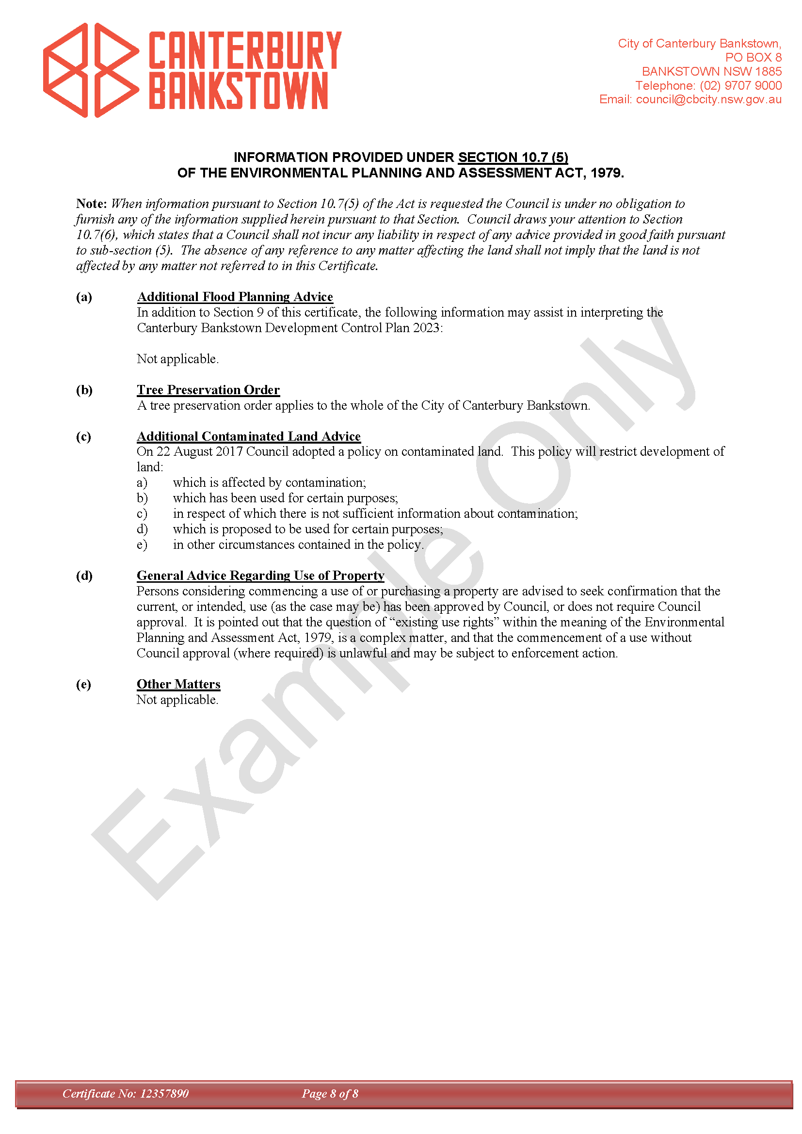 Planning certificates | City of Canterbury Bankstown