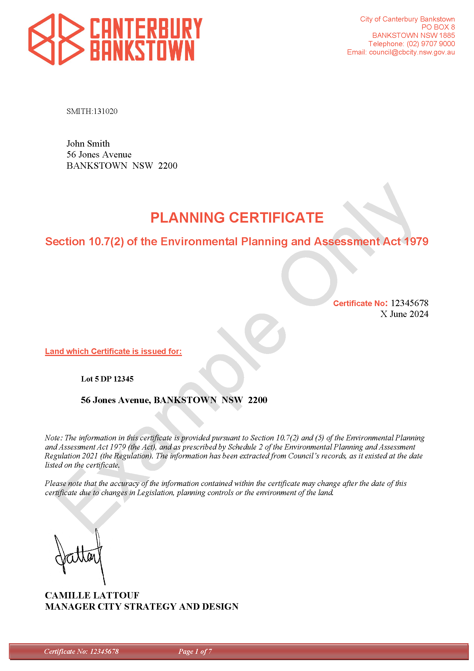 Planning certificates | City of Canterbury Bankstown