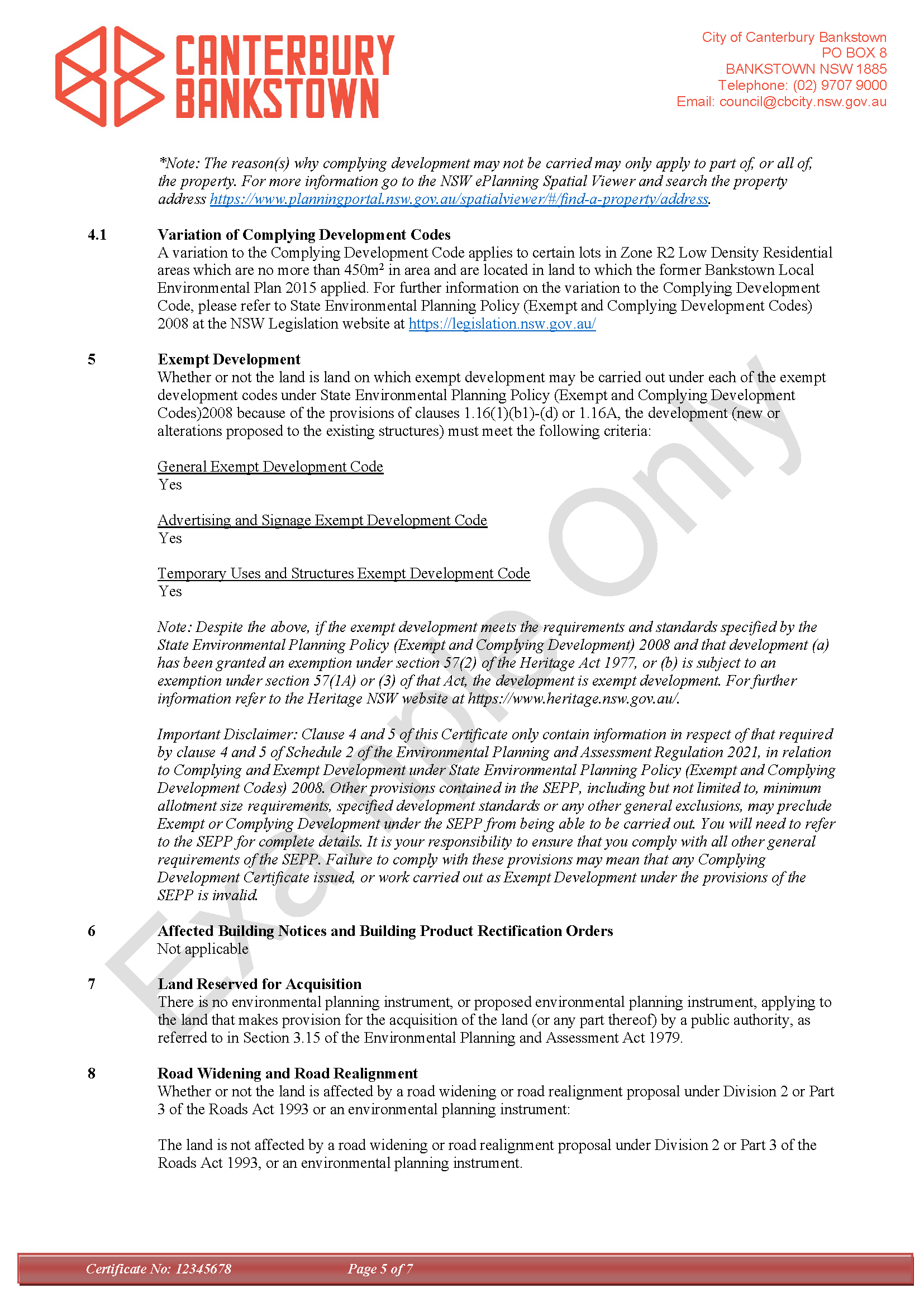 Planning certificates | City of Canterbury Bankstown